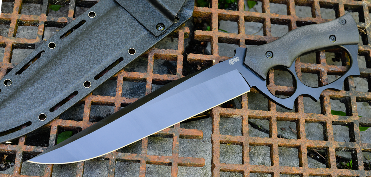 Last Chance Trench Bowie - Black Coated Blade & G10 Handle – APOC ...